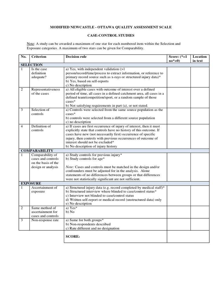 Modified Newcastle-Ottawa Scale Guide | PDF | Cohort Study | Confounding