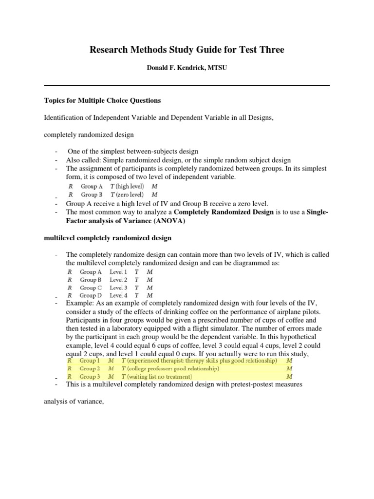 Study Guide | PDF | Post Hoc Analysis | Experiment
