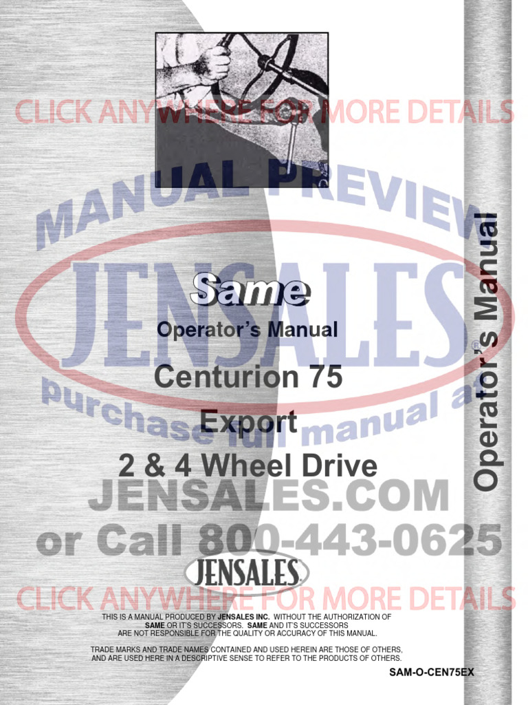 Same Centurion 75 Tractor Operators Manual | PDF | Manual Transmission ...