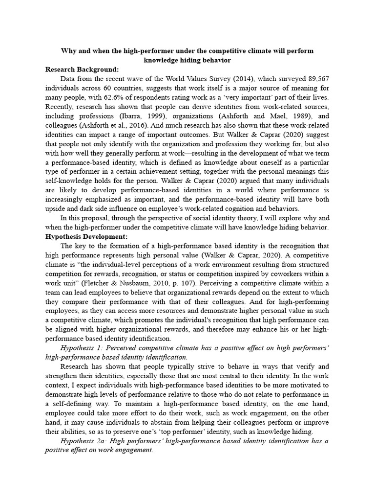 Why and When The High-Performer Under The Competitive Climate Will ...