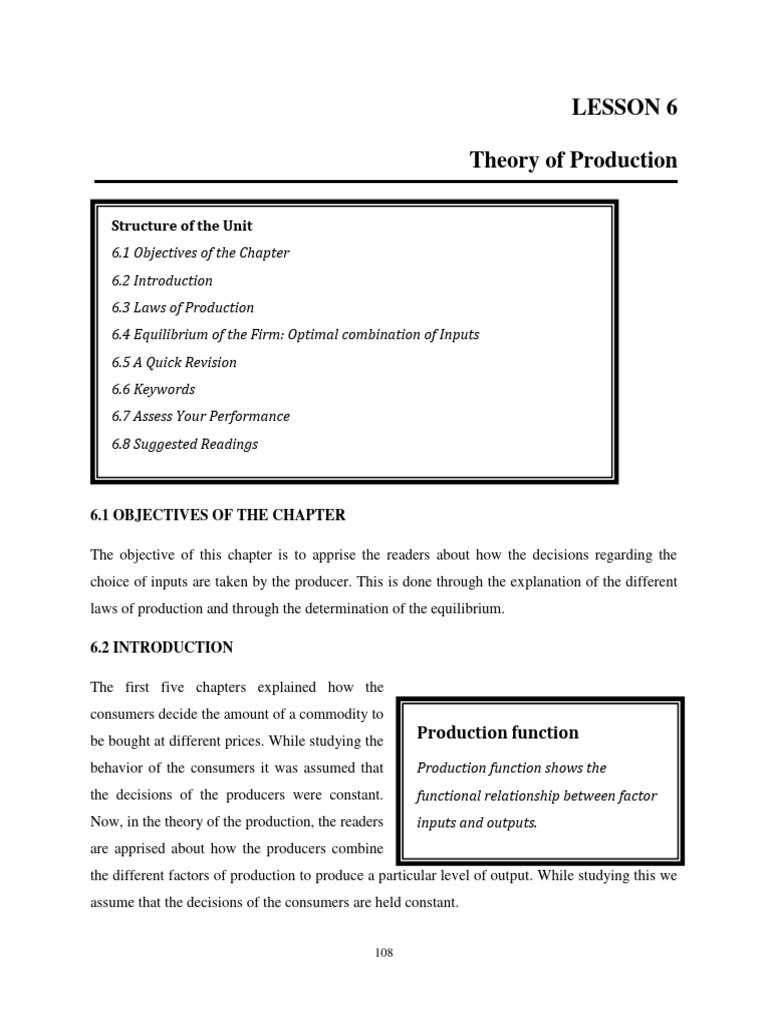 4 LESSON 6 - MICRO Production | PDF | Production Function | Labour Economics