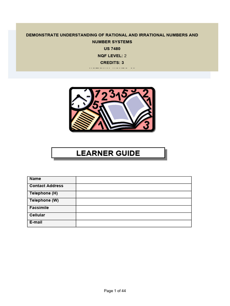 7480-Learner guide | PDF | Numbers | Mathematics