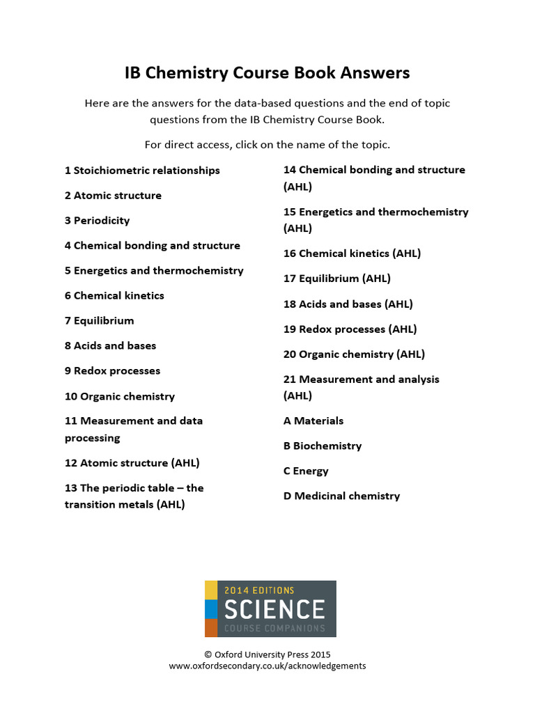 Course Companion Answers | PDF | Reaction Rate | Catalysis