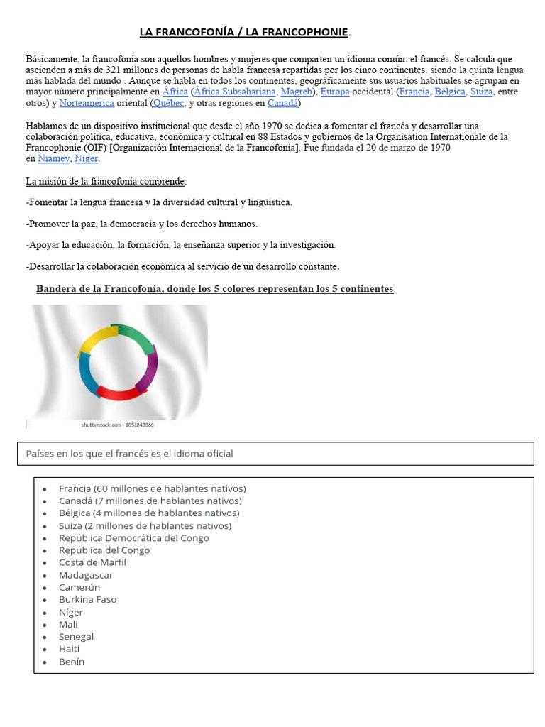La Francofonía | PDF | Idioma francés | Francia