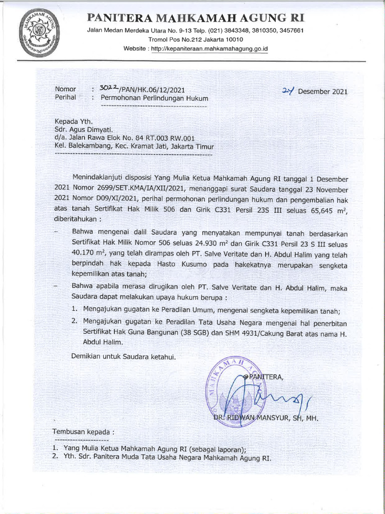 Surat Mahkamah Agung | PDF