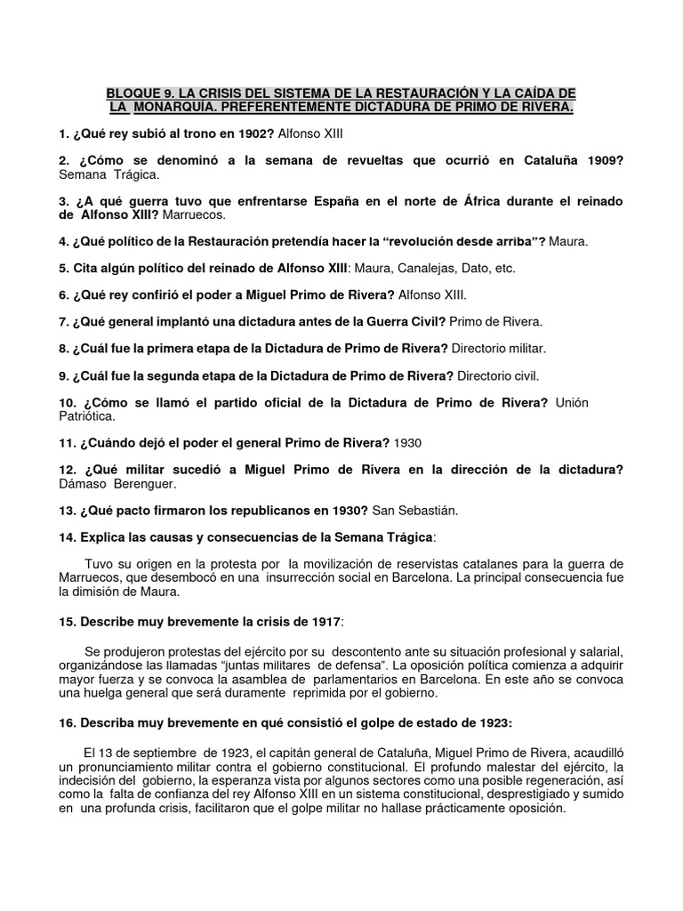 BLOQUE 9 | PDF | España | Política de españa
