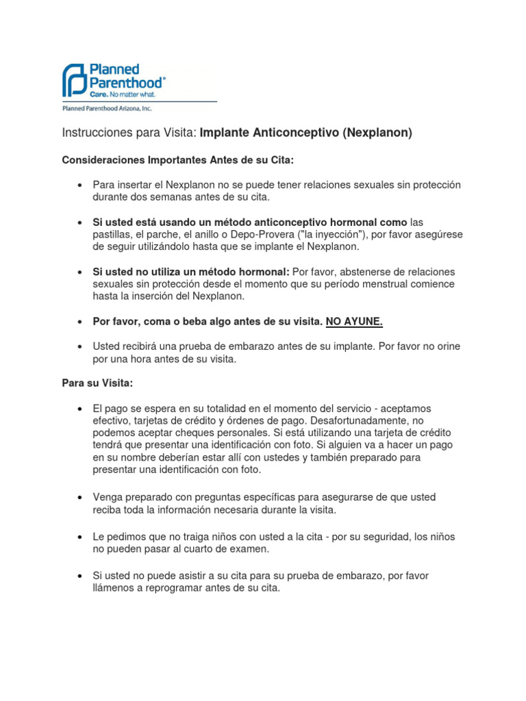 Instrucciones para Implante Nexplanon | PDF