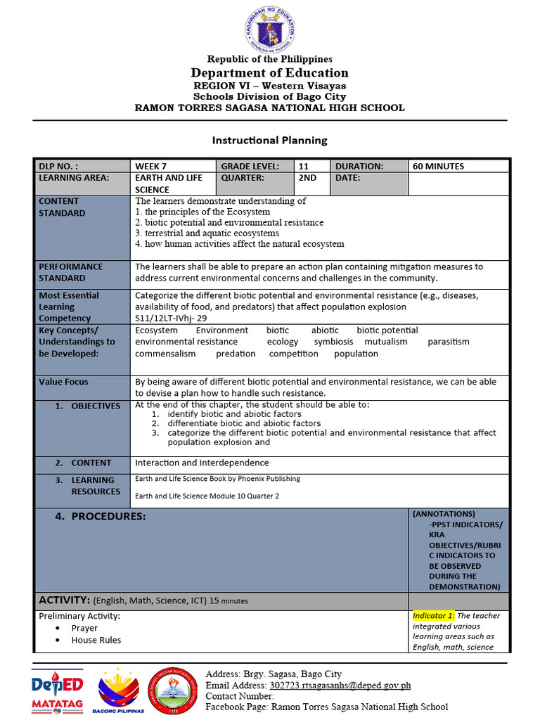 COT PLAN 2ND | PDF | Ecosystem | Learning