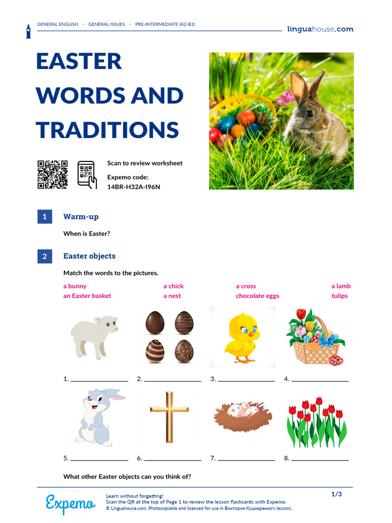 Easter Words and Traditions Worksheet | PDF | Easter