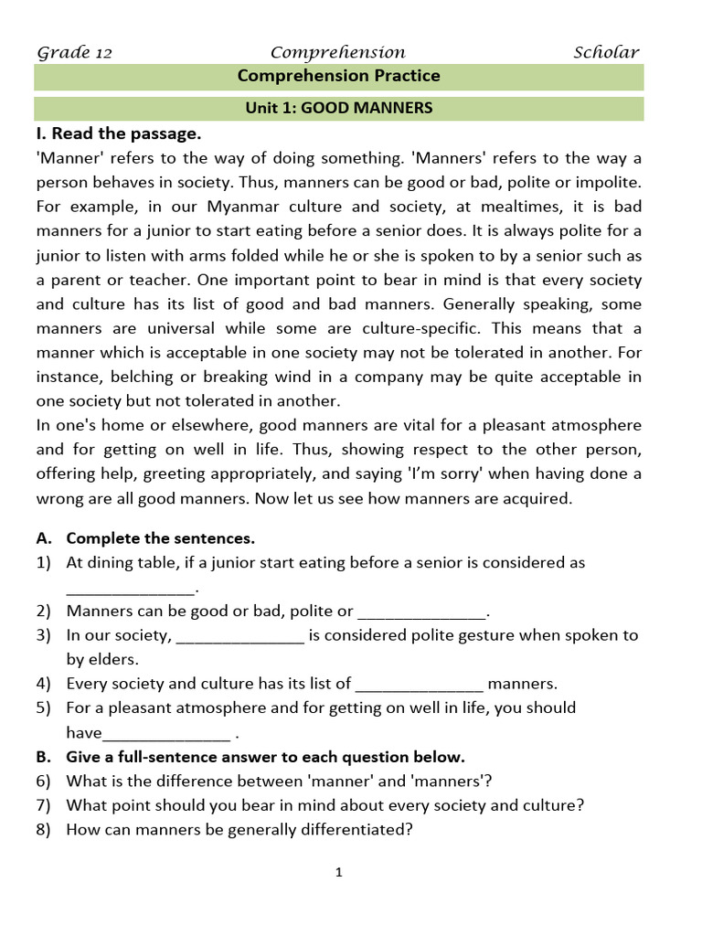 Comprehension Practice1 3 Download Free Pdf Foods Healthy Diet