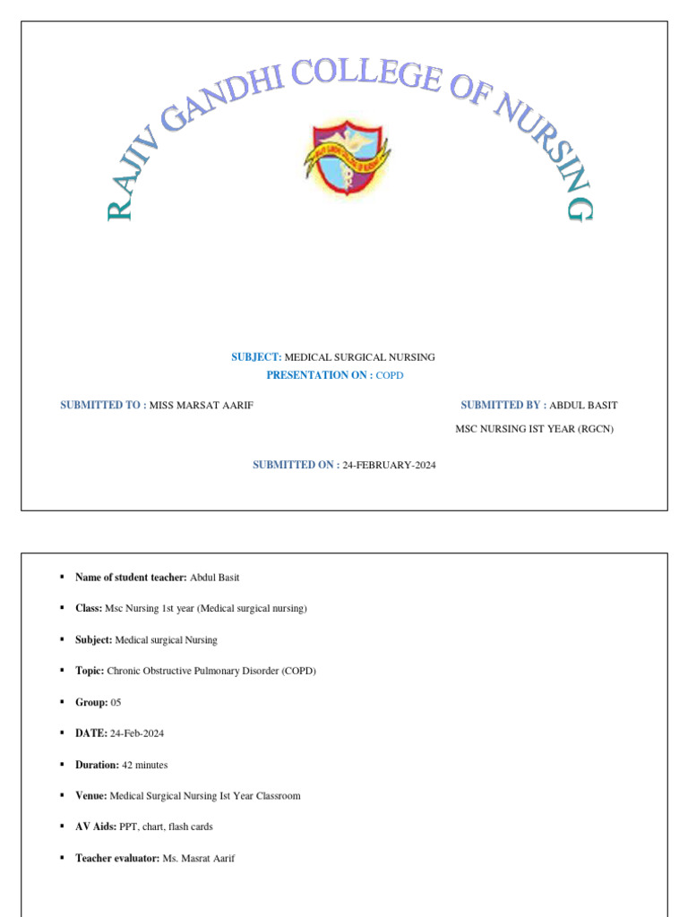 COPD-Lesson Plan by Abdul Basit | PDF | Chronic Obstructive Pulmonary ...