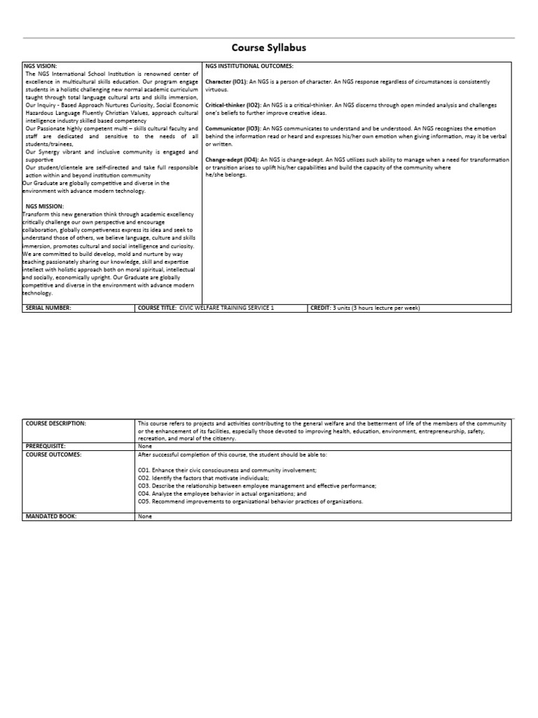 Civic Welfare Training Service 1 | PDF | Critical Thinking | National ...