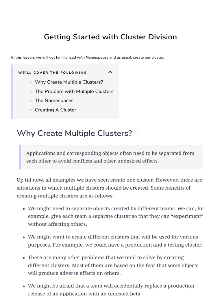 95 Getting Started With Cluster Division | PDF | Cognition