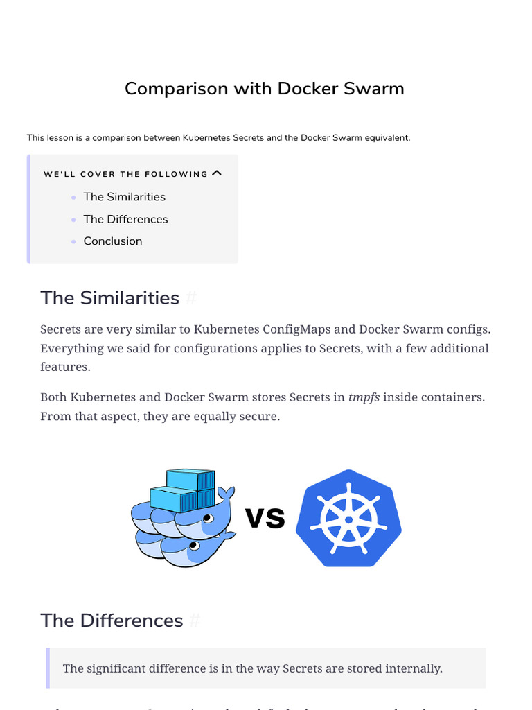 Kubernetes vs Docker Swarm Secrets | PDF