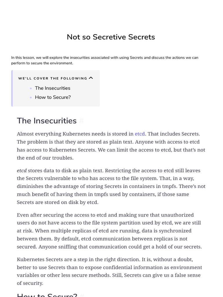 Securing Kubernetes Secrets | PDF | Computer File | System Software