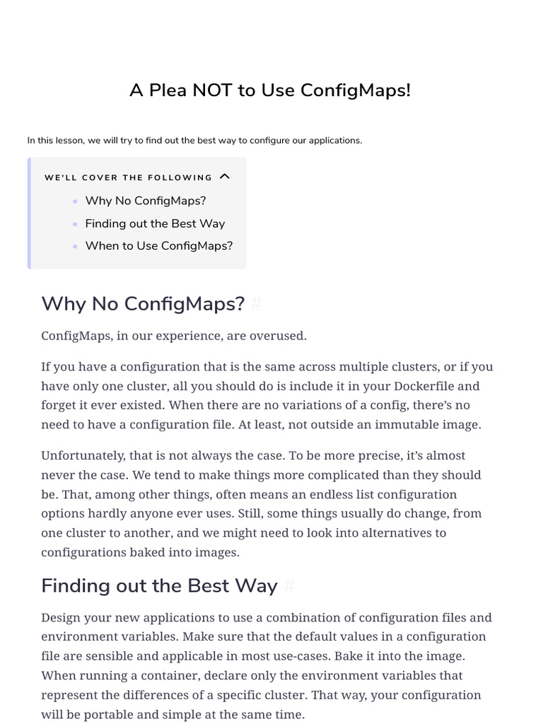 82 A Plea NOT To Use ConfigMaps | PDF | Software Engineering | Computing