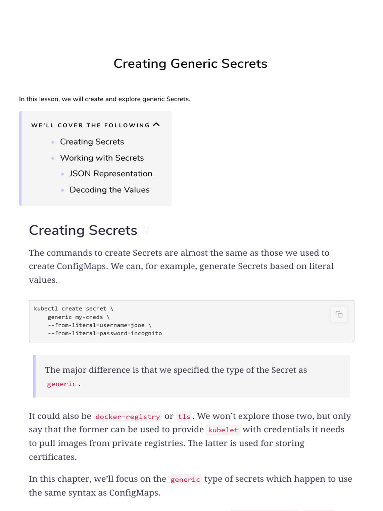 88 Creating Generic Secrets | PDF | Json | Computing