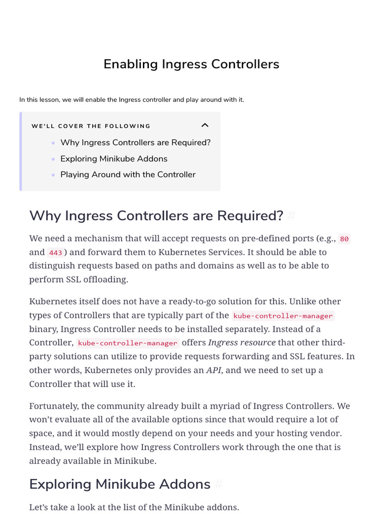 Enabling Ingress Controllers in Minikube | PDF | World Wide Web ...