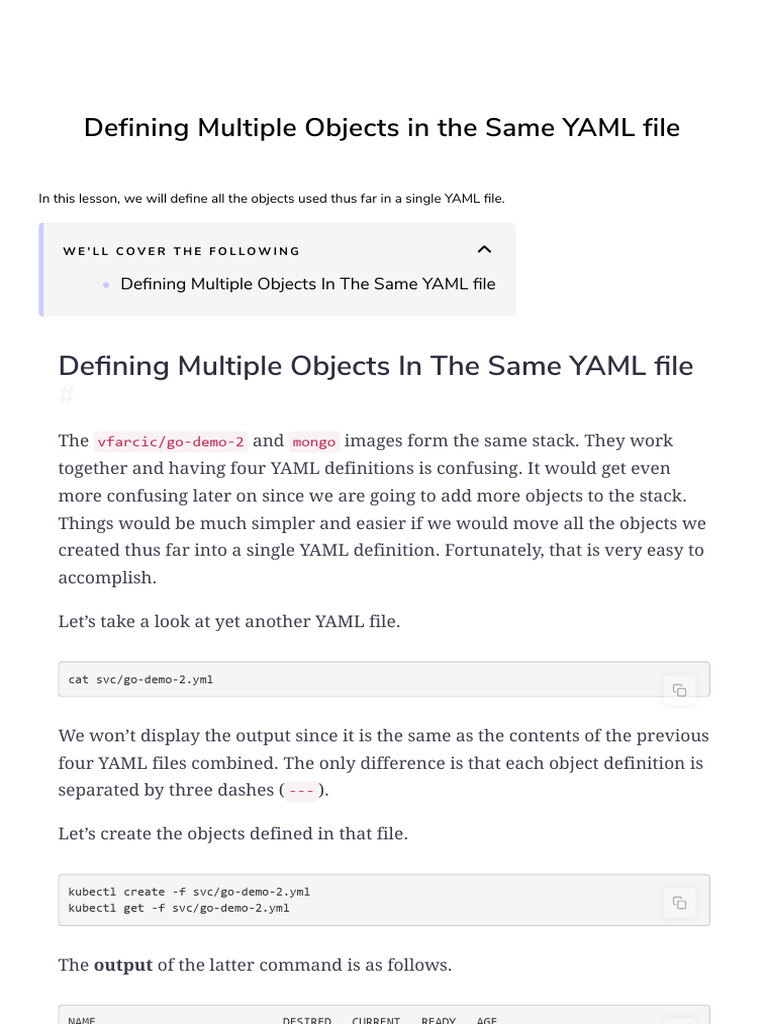 35 Defining Multiple Objects in The Same YAML File | PDF | Computers | Technology & Engineering