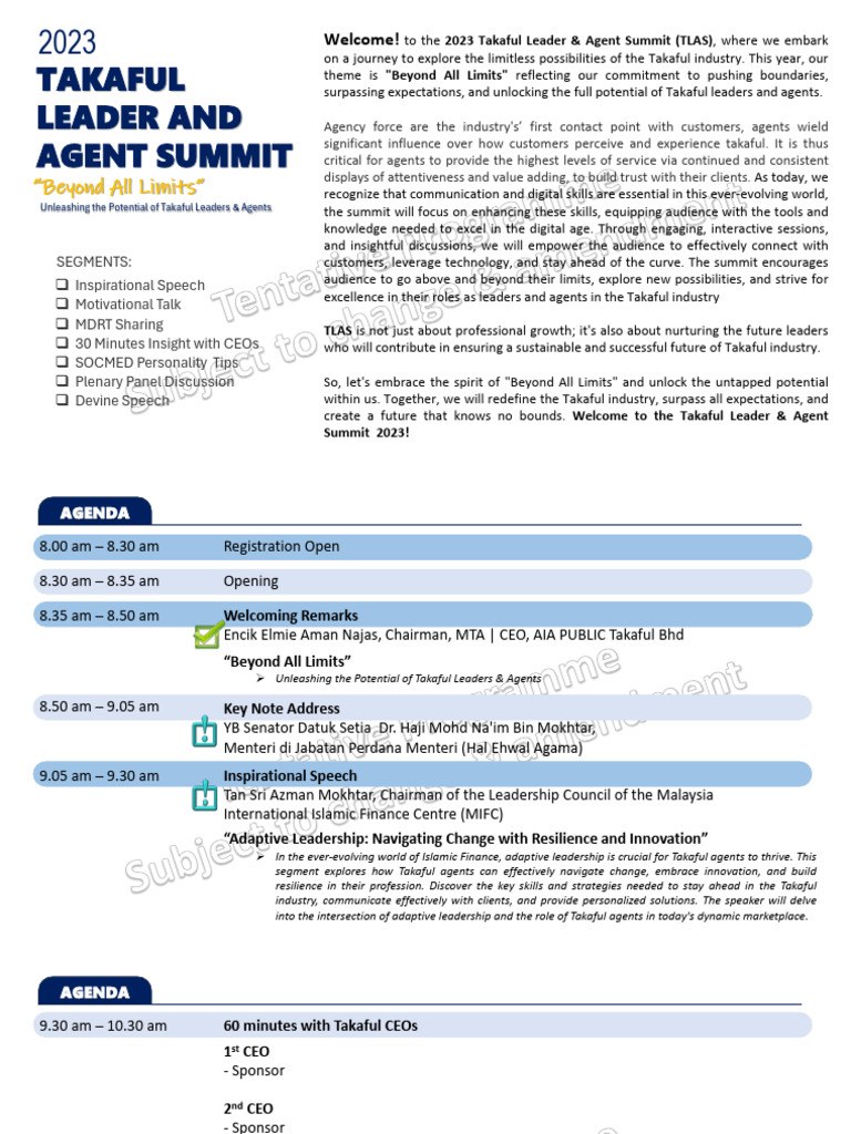 Takaful Leaders & Agents Summit 2023 | PDF