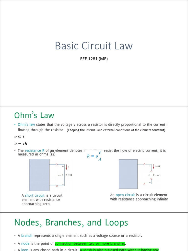 Basic Circuit Law | PDF | Series And Parallel Circuits | Electrical Network