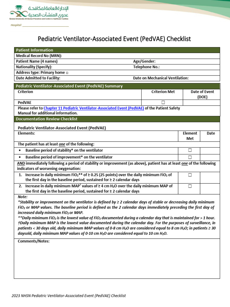 7 Ped VAE-checklist-GDIPC | Download Free PDF | Medical Specialties ...