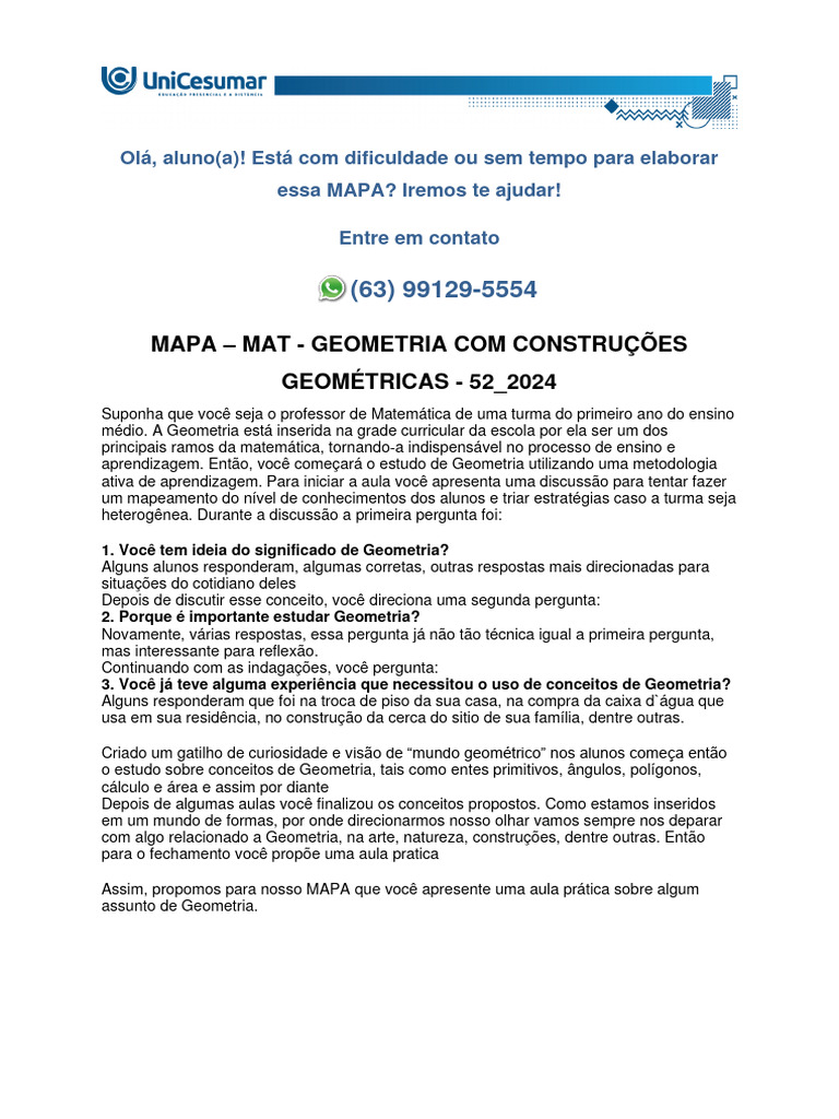 Mapa - Mat - Geometria Com Construções Geométricas - 52 - 2024 | PDF ...