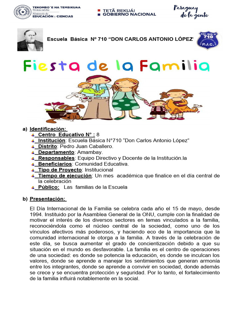 Proyecto Familiar Escuela Nº710 | PDF | Amor | Familia