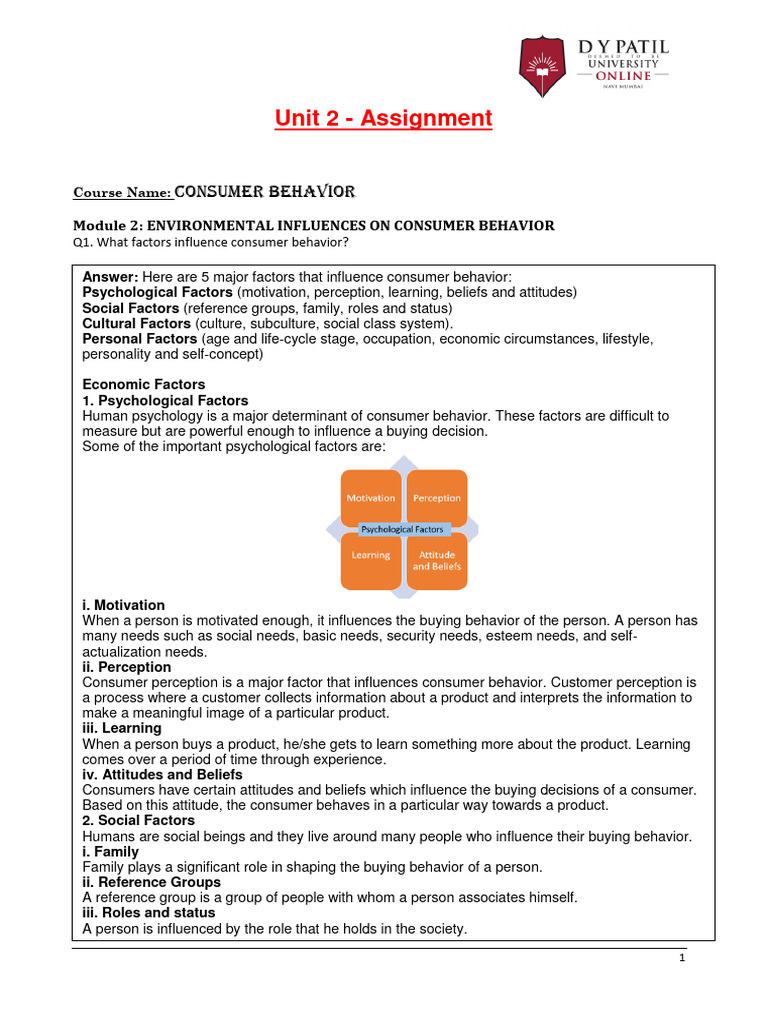 Unit 2 Assignment Final | Download Free PDF | Behavior | Consumer Behaviour