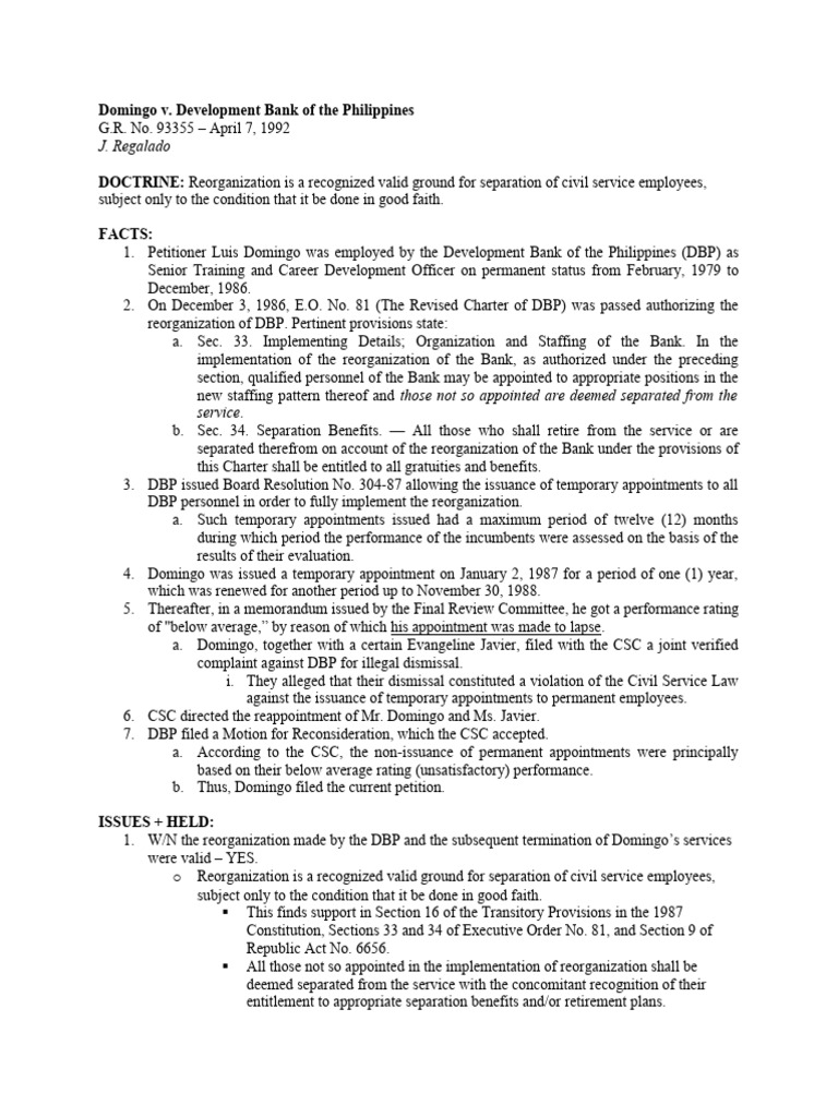 Domingo v. DBP | PDF | Government | Justice
