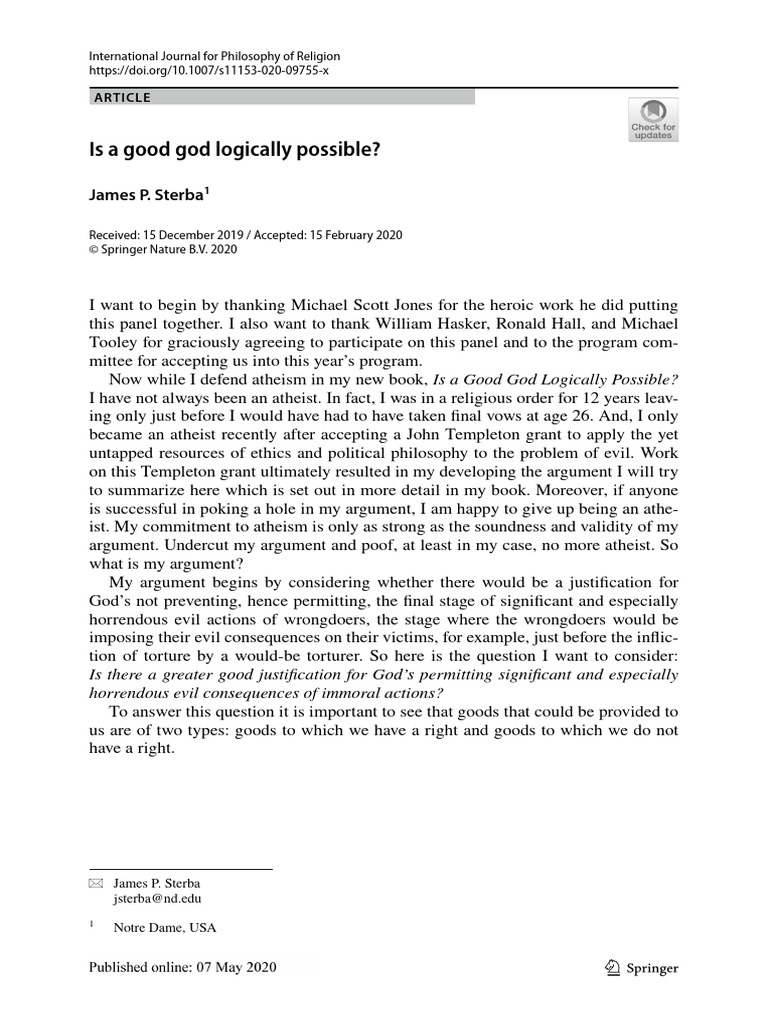 Is A Good God Logically Possible | PDF | Atheism | Evil