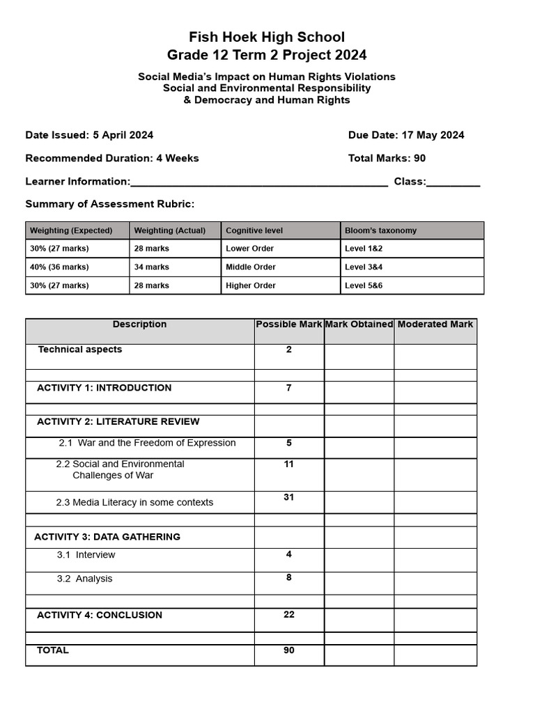 Sydney Engelbrecht - Gr12 T2 DHR SER Project 2024 | PDF | Poverty ...