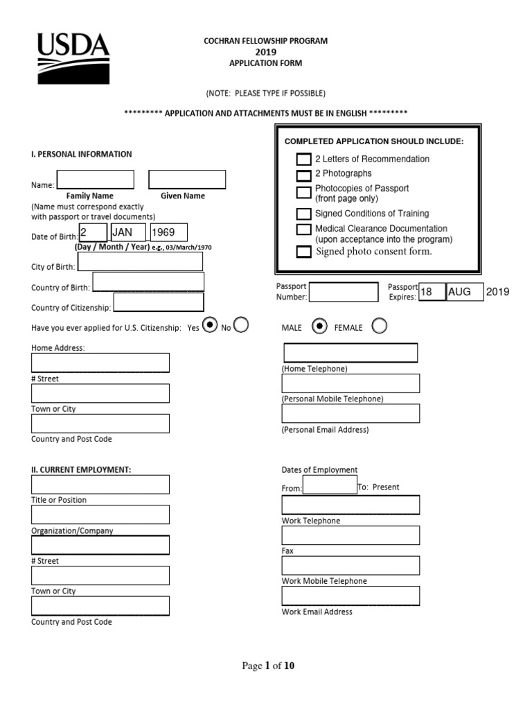 Cochran Fellowship Program Application Form | PDF | Insurance | Passport