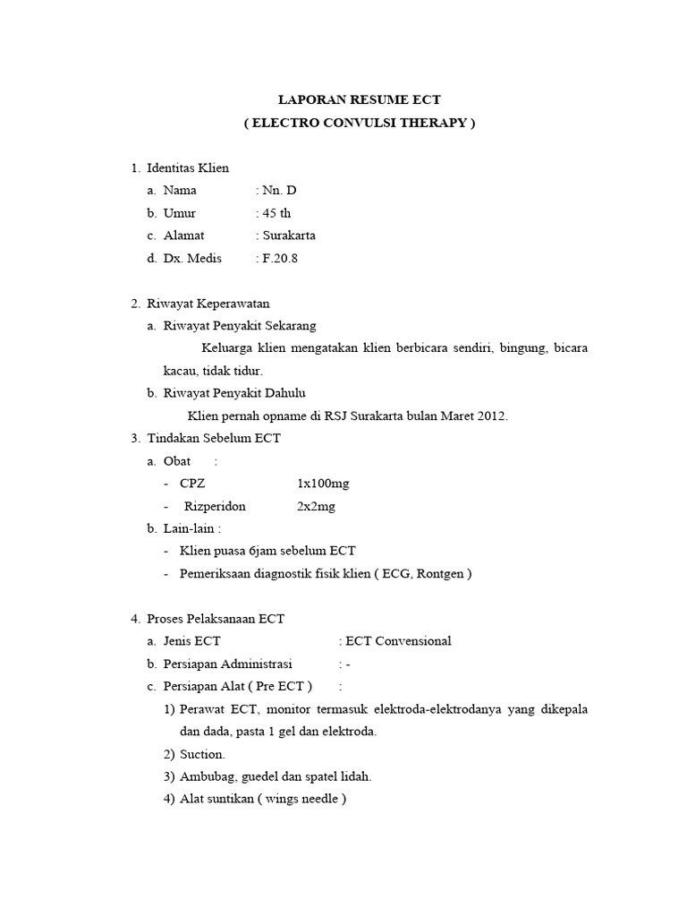 Laporan Resume Ect | PDF