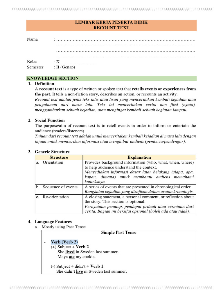 LKPD Recount Text X | PDF