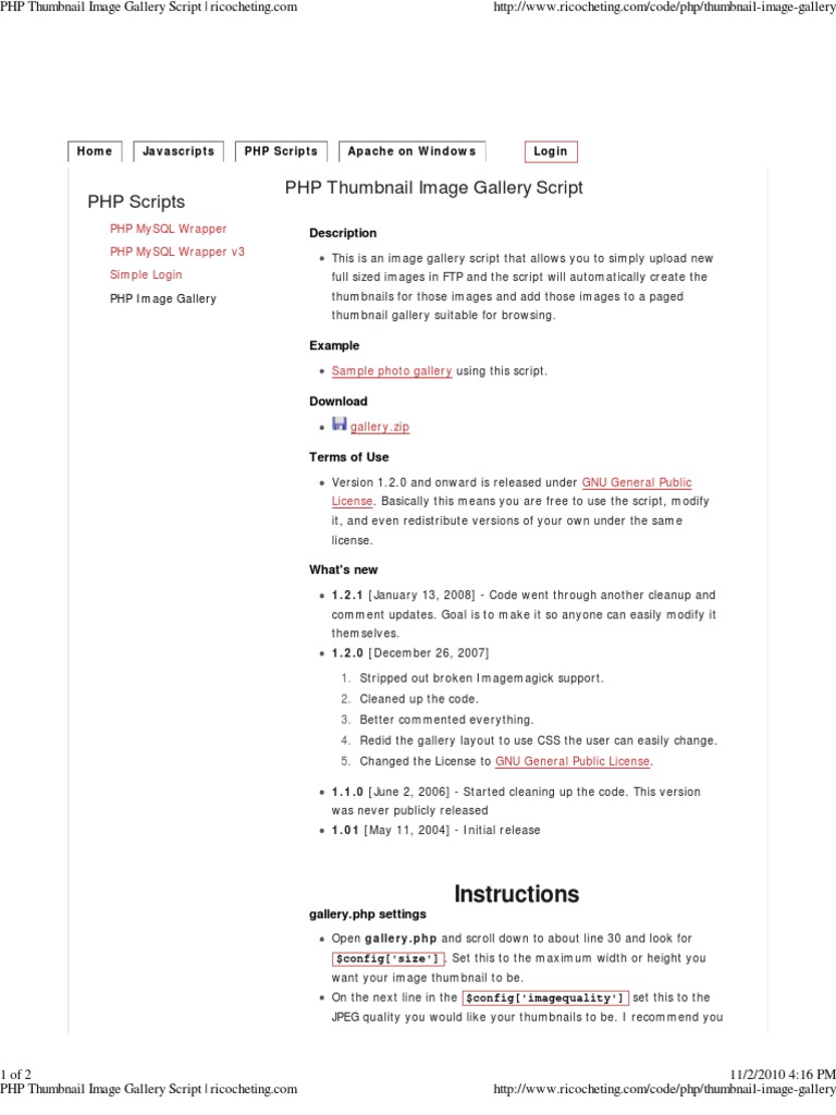 PHP Thumbnail Image Gallery.. | PDF | Php | Scripting Language