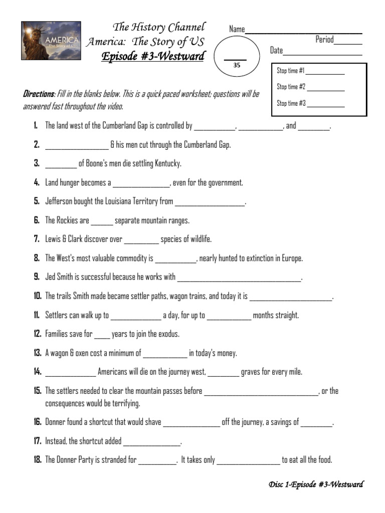 Westward Expansion Worksheet Guide | PDF | The United States
