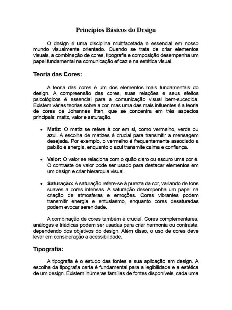 Princípios Básicos Do Design | PDF | Cor | Tipografia