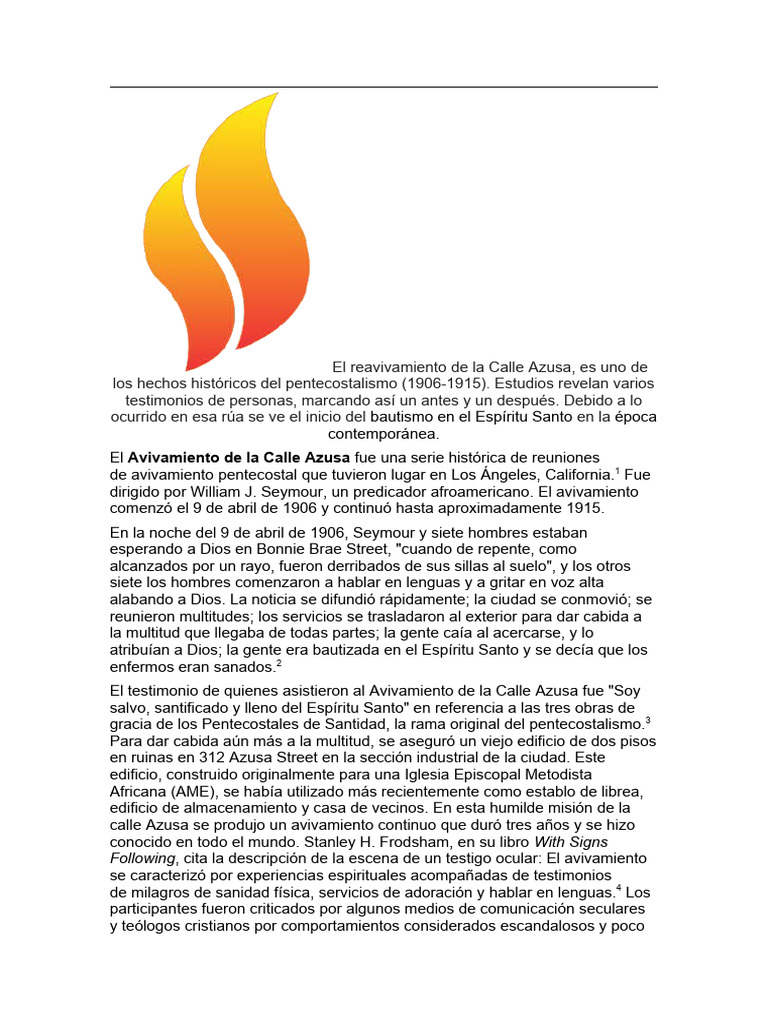 Avivamiento de la Calle Azusa 1906-1915 | PDF | Pentecostalismo ...