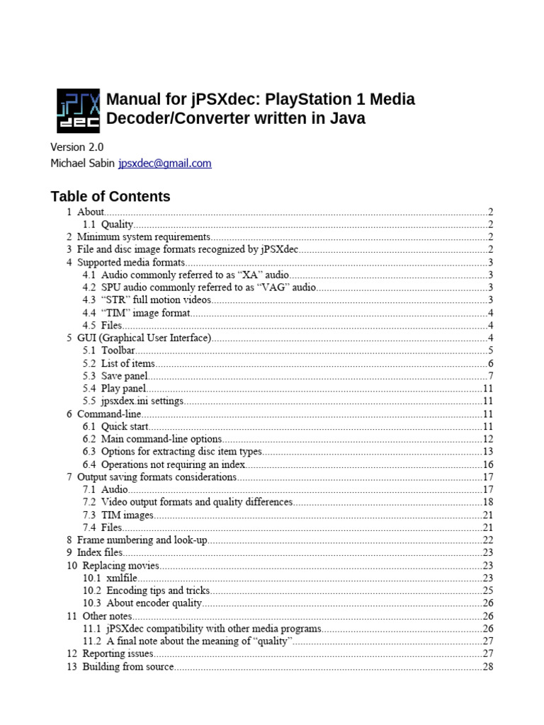 jPSXdec Manual | PDF | Codec | Computing