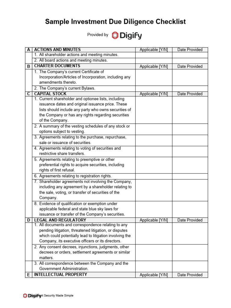 Sample-Investment-Due-Diligence-Checklist 2 | PDF | Trade Secret ...