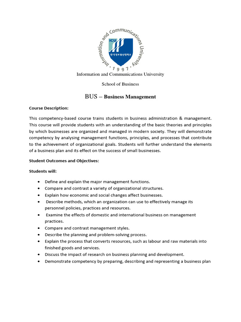 658.business Management Course Outline | PDF | Marketing ...