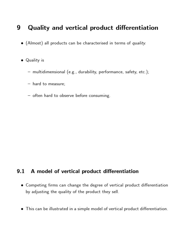 9 Quality and Vertical Product Diferentiation | PDF | Economic Surplus | Demand