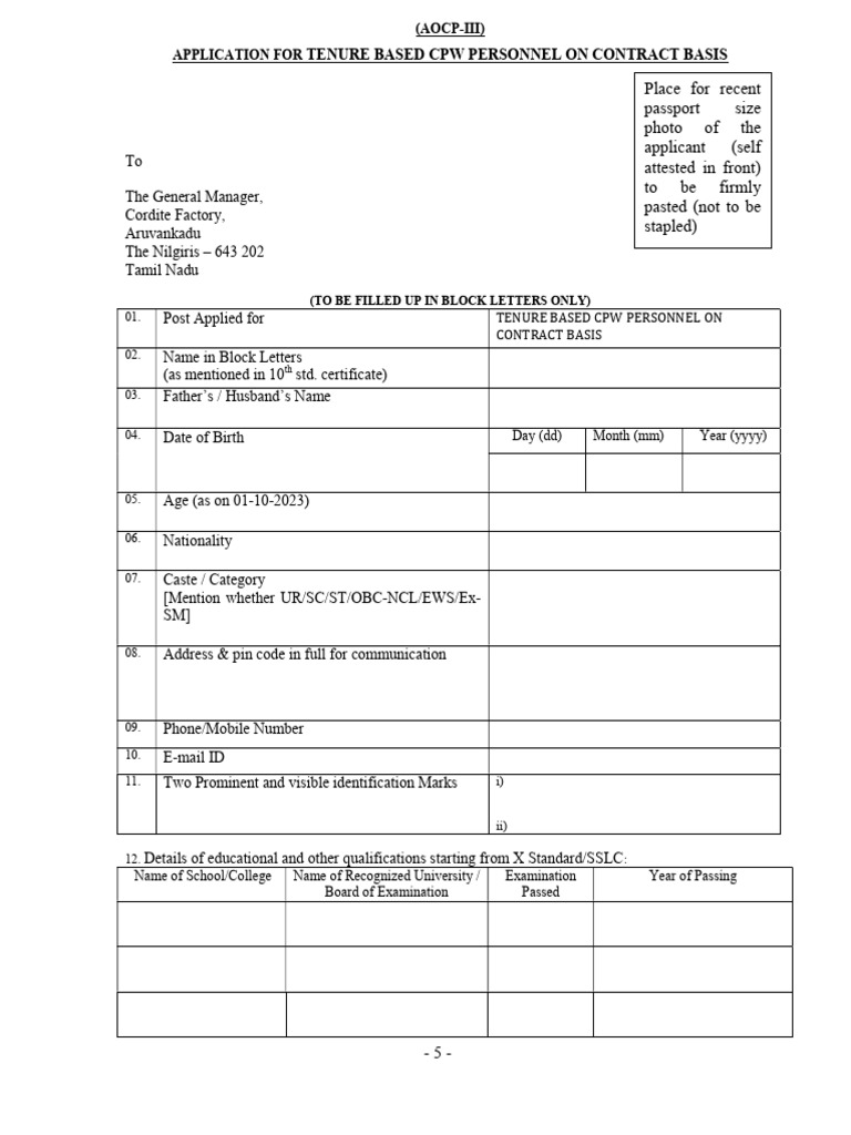 Application Form Fo Aocp-III | PDF