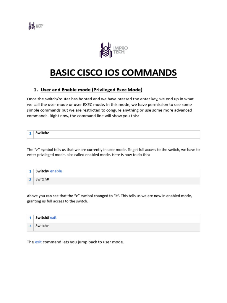 Basic Cisco Ios Commands | PDF | Command Line Interface | Ip Address