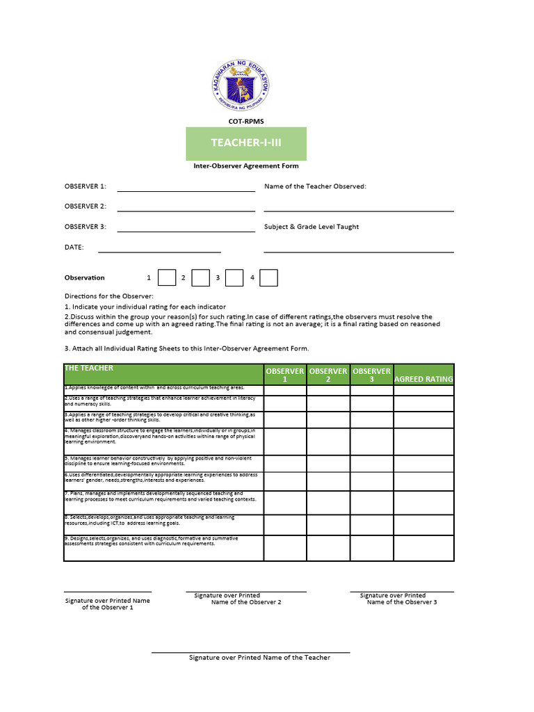 Cot-Rpms Blank | Download Free PDF | Learning | Curriculum