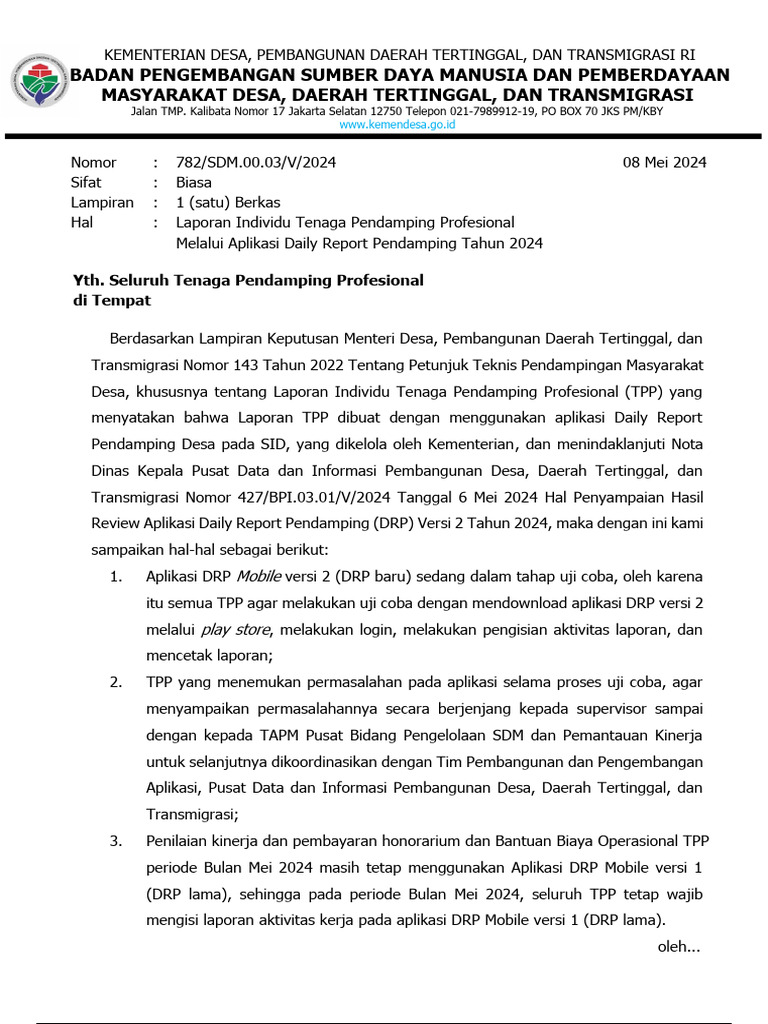 Elektronik Kapus PPMD Ke Seluruh TPP - Laporan Individu Melalui Aplikasi DRP Mobile Versi 2 (DRP ...
