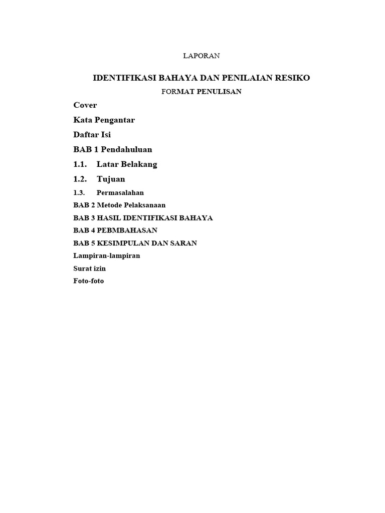 Contoh Dan ForMat Laporan - IDENTIFIKASI - BAHA | PDF