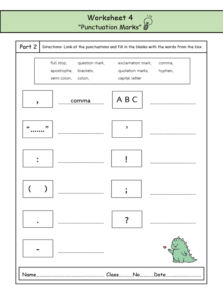 Punctuation Marks Worksheet | PDF | Language Arts & Discipline