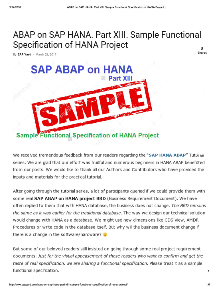 ABAP On SAP HANA. Part XIII Link All Lessons | Download Free PDF ... ABAP On SAP HANA. Part XIII Link All Lessons | Download Free PDF ...